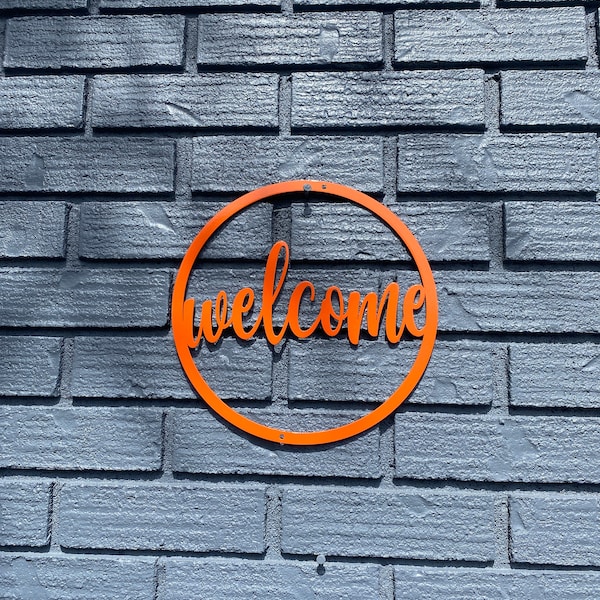 Round Welcome Metal Sign - Welcome Sign for Business or Home - Etsy