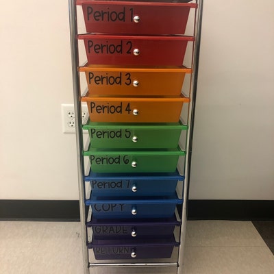 Custom Labels for Rainbow Rolling Teacher Cart / Teacher Drawer Labels ...
