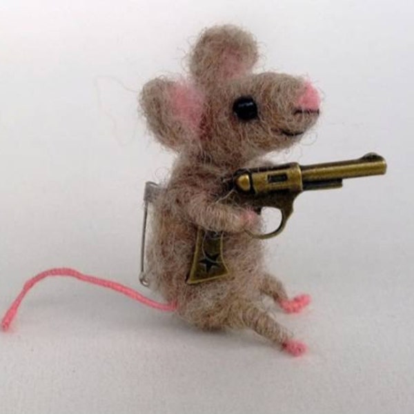 Felted Miniature Mice White Mouse With Flower Mini Animal Needle Felt ...