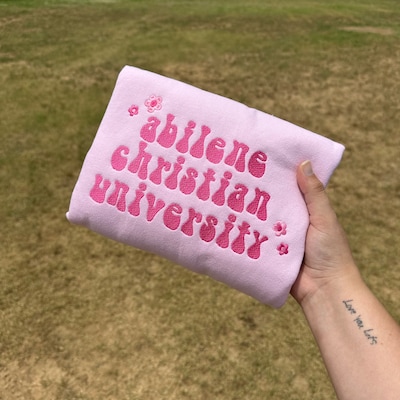 CUSTOM University Bubble Letter Embroidered Crewneck, Hoodie or Shirt ...