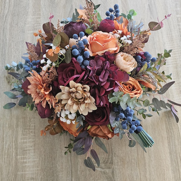 Jewel-tone Wedding Emerald Green Orange Magenta Teal Flowers Bridal ...