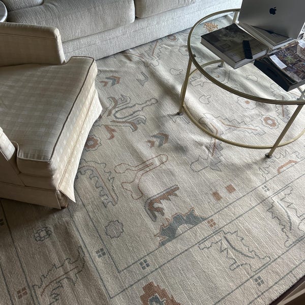 Antique Light Cream Oushak Rug 9x12 Hand Made Newzealand Wool Rug for ...