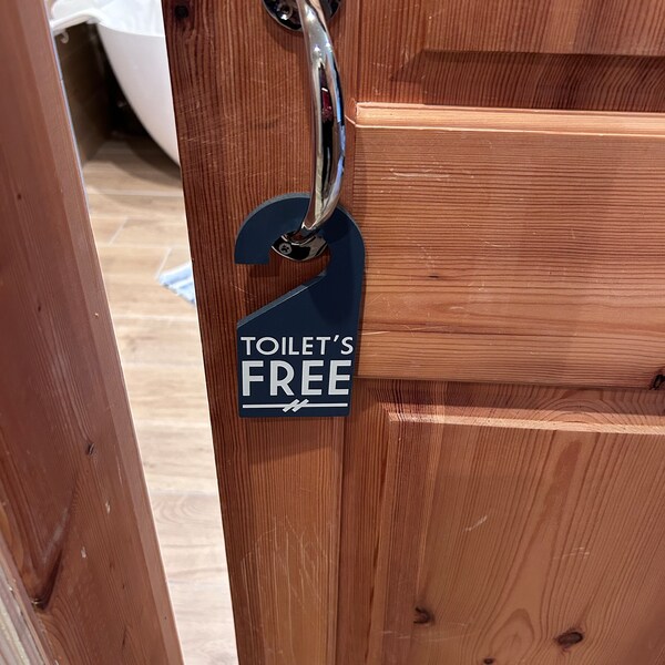 Free / Busy Double Sided Toilet Door Hanger. 4 Styles. Toilet Busy Sign ...