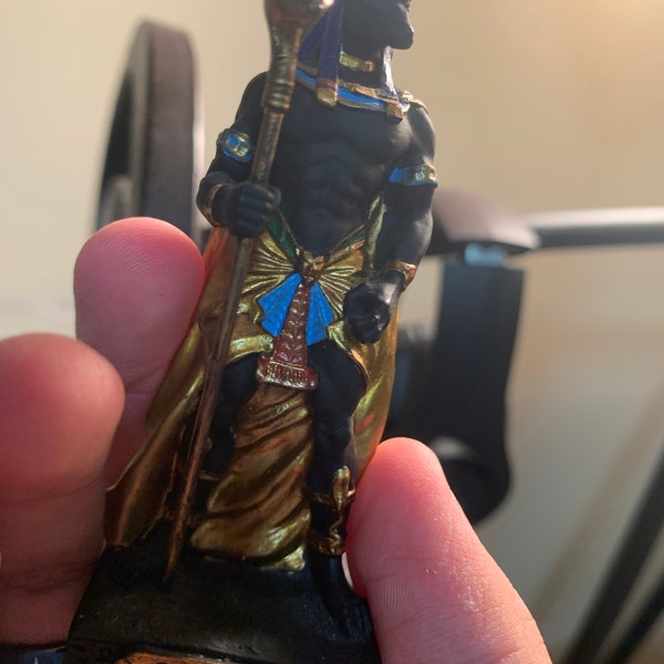 Vintage Anubis Mini Statue - Small Hand-painted Ancient Egyptian Jackal ...