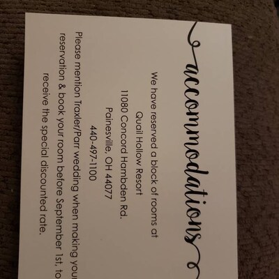 PRINTED Accommodation Card, Information, Additional, Country Rustic, Wedding Invite, Oversized ...