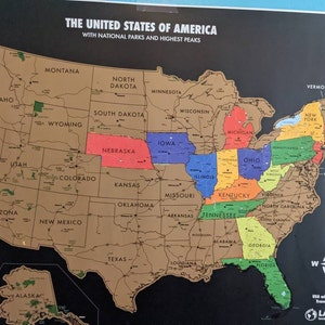 Scratch off Map of the United States, USA Travel Poster Print, Wall Map ...