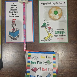 Dr. Seuss Treat Bag Card, Dr. Seuss Printable, One Fish Two Fish, Dr ...
