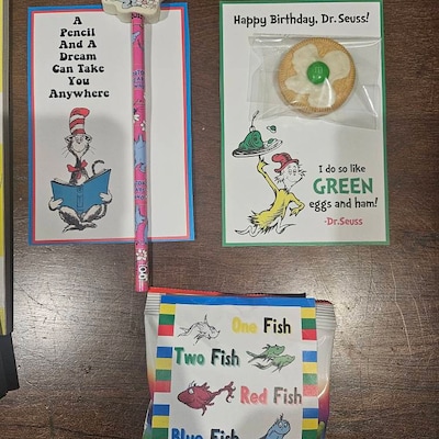 Dr. Seuss Treat Bag Card, Dr. Seuss Printable, One Fish Two Fish, Dr ...