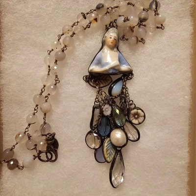 Genuine Turquoise and African Glass Beads With Beryl Pendant - Etsy