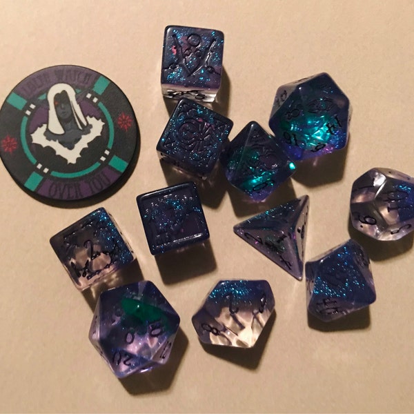 Lolth's Drow Exclusive 11 Dice Set | Underdark Chains & Spiders Dark ...