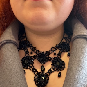 Beaded Goth/victorian Necklace Crystal and Rhinestones - Etsy