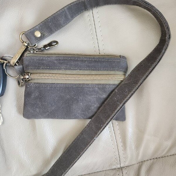 Cotton Double Zip Wallet, Coin & Card Pouch, Zipper Pouch, Keychain ...