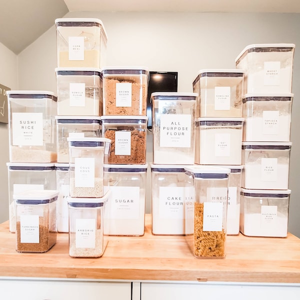 Minimal Pantry Labels / Organization/ Baking, Grains, Nuts, Pasta ...
