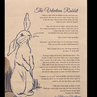 The VELVETEEN RABBIT Nursery Print, Kids Room Wall Art, New Baby ...