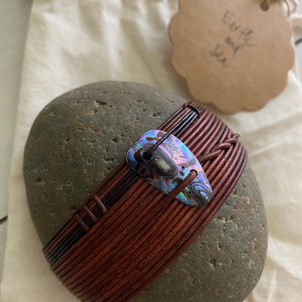 Sold as a Set, Leather Wrapped Centering Stones, Sterling Silver Heart ...