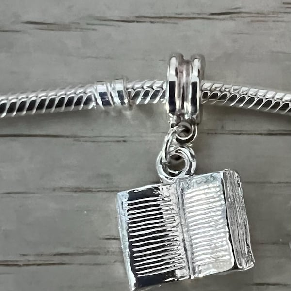 Open Book Necklace, Silver Plated 3D Book Charm Necklace, Author ...