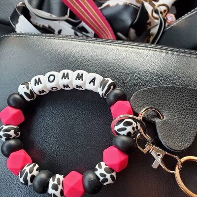 Pink Keychain , Cute Car Accessories , Keychain Wristlet , Silicone Key ...