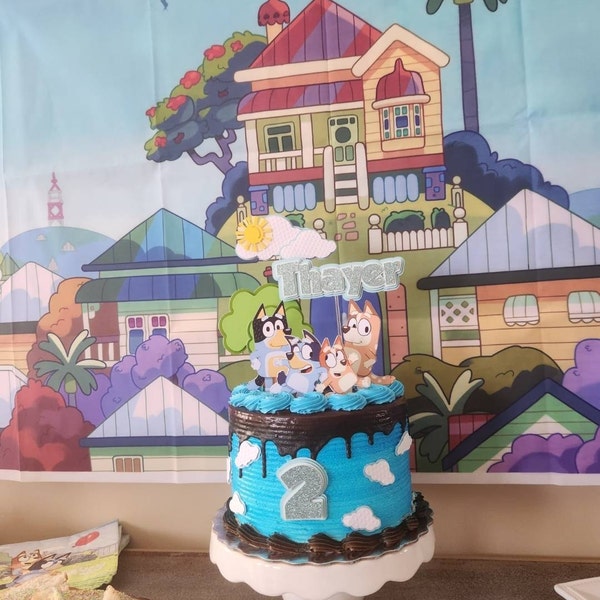 Custom Baby Shower Backdrop Blue Dog House Backdrop Happy Birthday ...