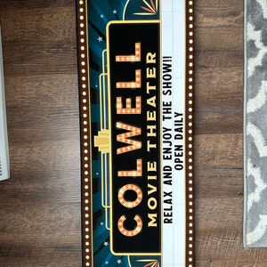 Custom Home Theater Sign, Personalized Movie Marquee Sign, Movie Room ...