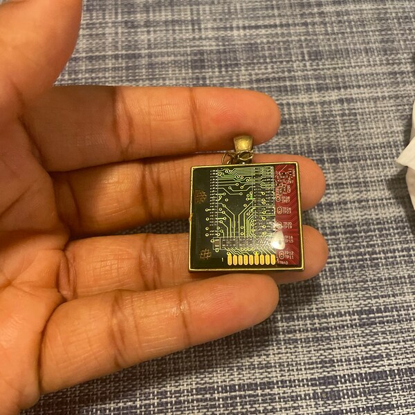 Triangle Circuit Board Pendant - Blue Green Gold Red - Etsy