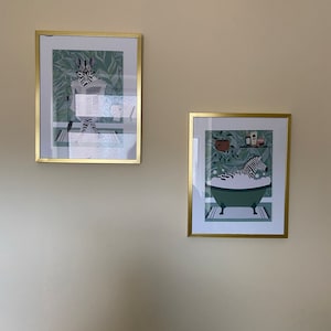 Set of Two Penguin Bathroom Prints. One Penguin in the Bath and One ...