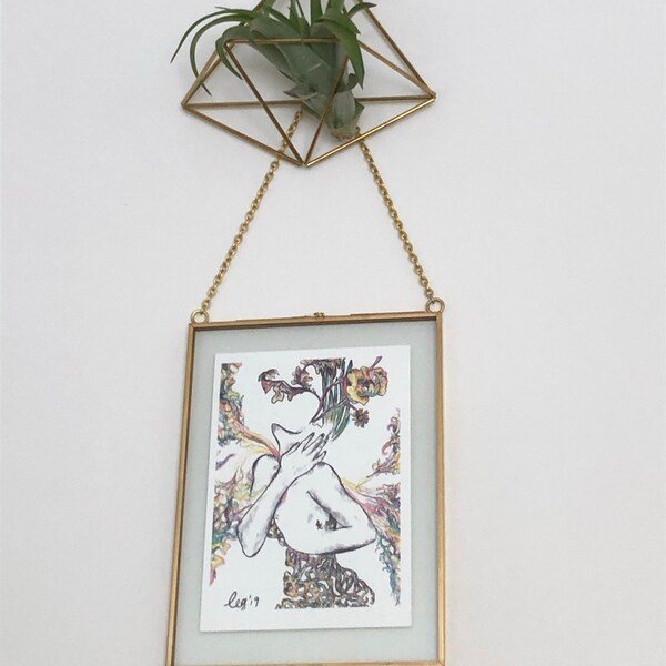 Self Growing Woman Plant Poster Handmade, Drawing, Artwork, Flower ...