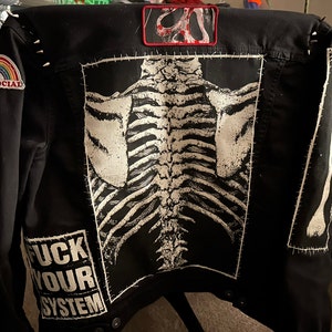 Ribcage Back Patch, Ribcage, Skeleton Patch, Bones Patch, Cloth Patch ...