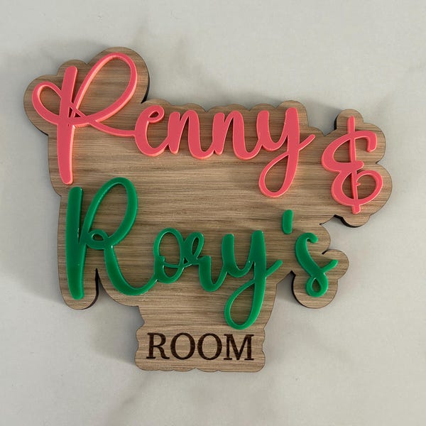 Personalised Siblings Name Bedroom Sign With 2 Colours, Door Plaque for ...