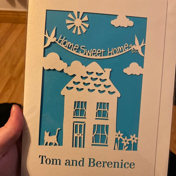 Personalised Papercut New Home Card, Laser Cut Home Sweet Home House ...