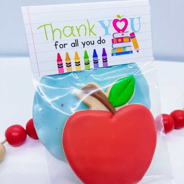 Teacher THANK YOU Treat Bag Topper 4, 4.5, 5, 6 and 6.5" Teacher ...