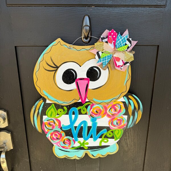 Owl Door Hanger - Owl Wreath - Spring Door Decor - Owl Sign ...