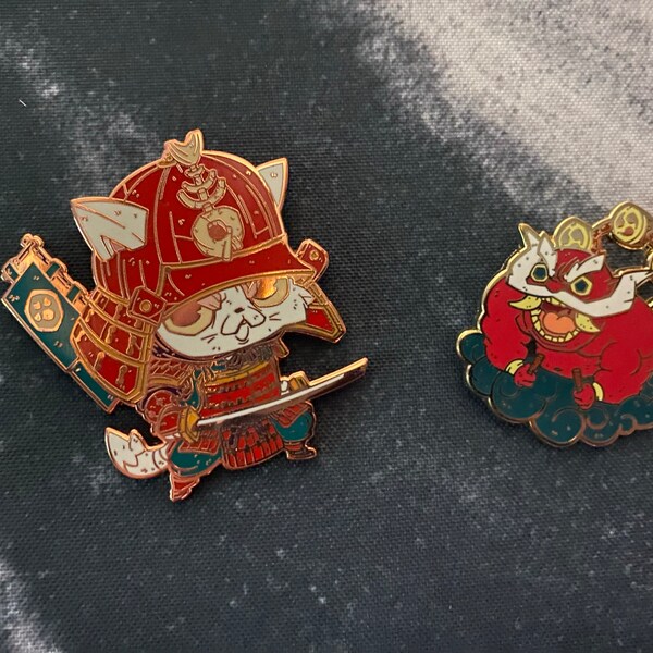 Catnip Warriors Samurai Enamel Pin | Fantasy Pin | Japanese Anime ...