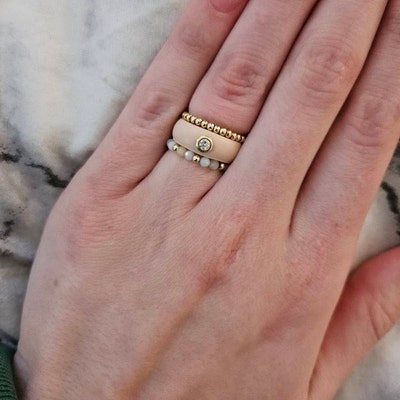 Dainty 14k Gold Filled Amazonite Ring, Stretchy Stackable Ring, Fall Ring, Gift for Her, Gold ...