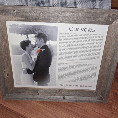 Framed Wedding Vows, Custom Framed Wedding Vows With Photo Print ...