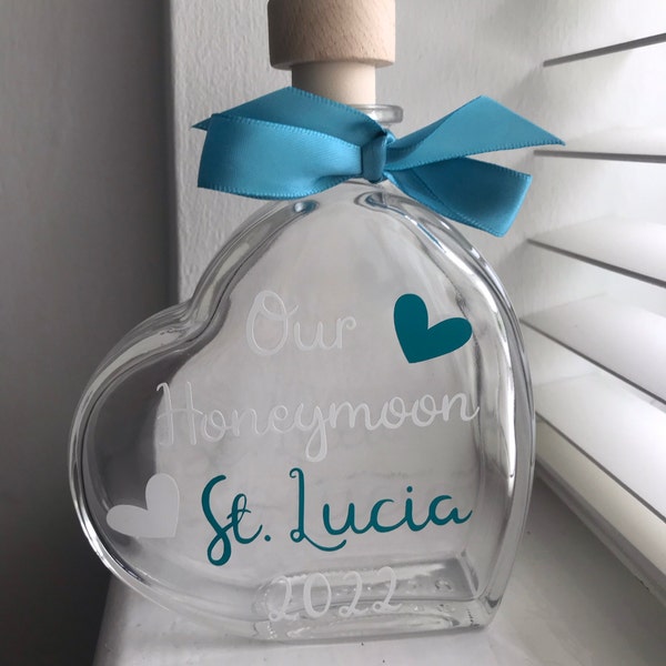 Personalised Honeymoon Destination Sand Keepsake Bottle Jar, Sand ...