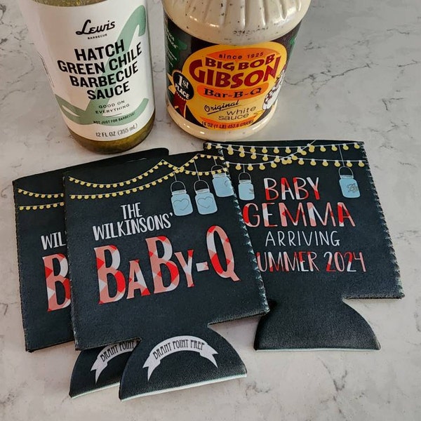 Baby Q Baby Shower Drink Insulators. BBQ Party Favors. Baby Shower ...