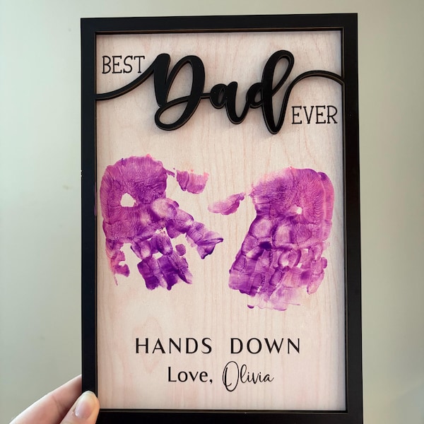 Personalized Hands Down Best Dad Ever, Handprint Sign Fathers Day 2026 ...