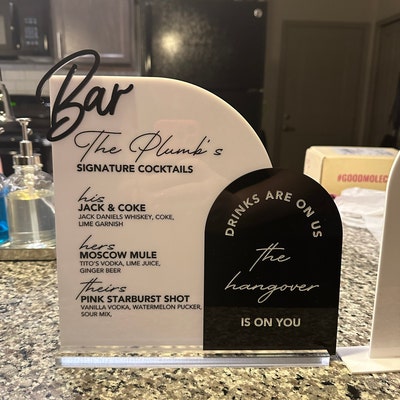 Double Arch Bar Menu 3D Bar Writing Wedding Decor - Etsy Australia