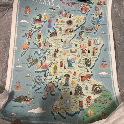 Illustrated Map, Mythical Beasts of the United States of America, A3 ...
