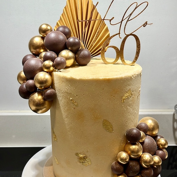 60 Cake Topper Sixty Topper Birthday Personalised 60th Cake Ideas Gold ...