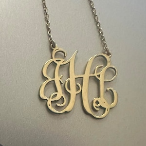 14k Gold Monogram Necklace,personalized Necklace,personalized Jewelry ...