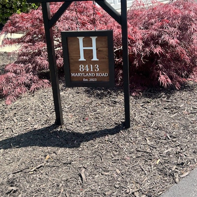 House Numbers, Hanging Yard Sign, Handmade Sign, Personalized Address ...