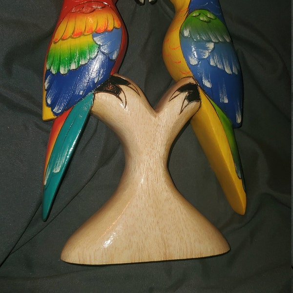 8” Wood Carved Parrot - Etsy