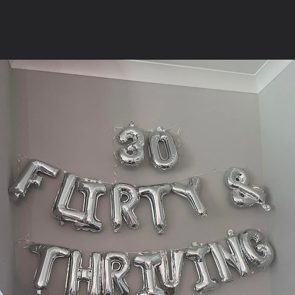 30 Flirty and Thriving Balloon Banner: 30th Birthday Party Decor - Etsy
