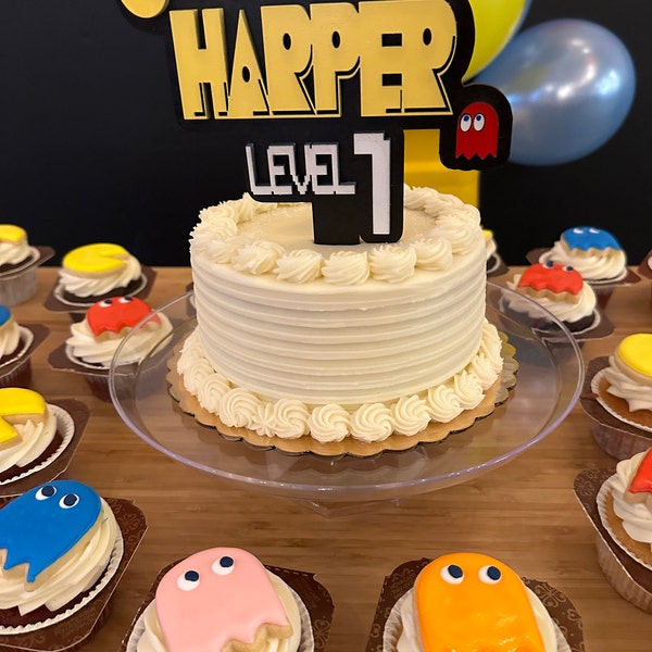 Personalized Pacman Cake Topper - Retro Gamer Birthday Party - Etsy
