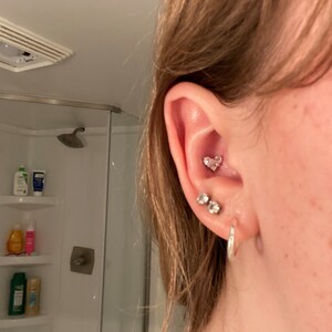 18g Heart Conch Earring Threadless Tragus Push Pin Piercing Love ...