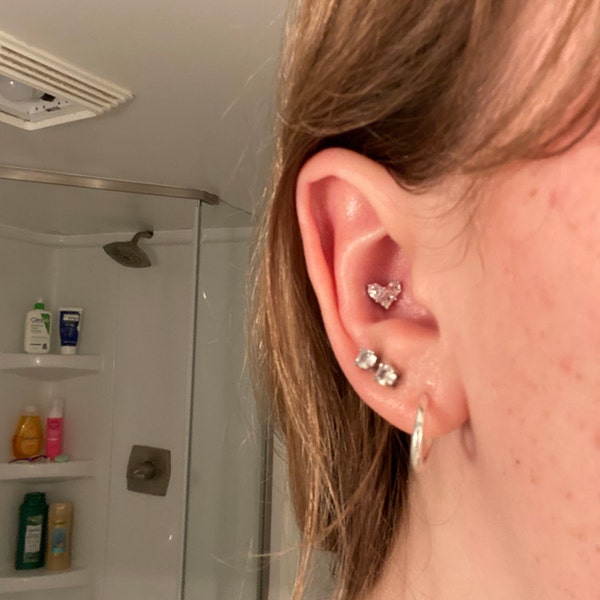 18g Heart Conch Earring • Threadless Tragus Push Pin Piercing • Love ...