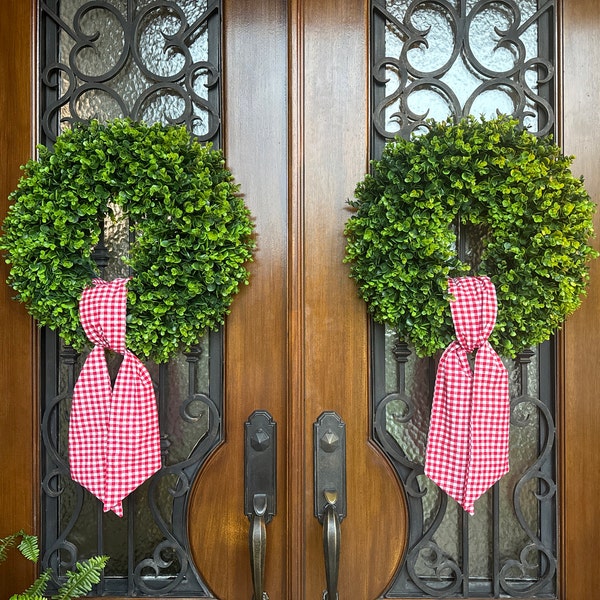 RED WHITE GINGHAM Wreath Sash, Wreath Sash, Wreath Sash, Door Hanger ...