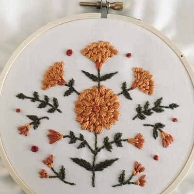 Marigold Embroidery Kit, October Embroidery Kit, DIY Embroidery, Birth ...