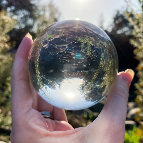 Crystal Clear Leaded Crystal Ball With Wood Stand Gazing Crystal Ball ...